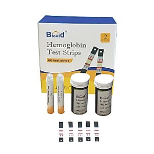 Bioaid Hemoglobin Strips 50 pcs with Capillary Tubes 50pcs