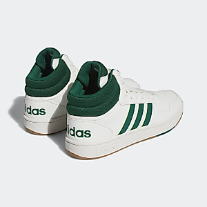 adidas Men's Hoops 3.0 Mid Basketball Shoes Sneaker, Core White/Collegiate Green/Gum, 12