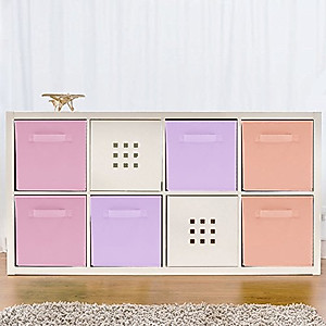 Sorbus Kids Pink Dresser with 8 Drawers + 11 Inch Pink, Purple, & Orange Cube Storage Bins (6 Pack) Bundle - Matching Set - Storage Unit Organizers for Clothing - Bedroom, Kids Rooms, Nursery, & Close