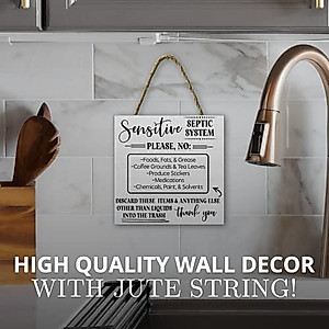 Sensitive Septic System Sign Great for Kitchen Sink Rental House Garage Cafe Bar Decor Sign Modern Farmhouse Decor Cute Wall Art Gift for Men and Women
