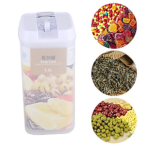 Neufday Sealed Food Storage Box Grain Nuts Cereal Transparent Container Kitchen Accessories(L 1.2L)