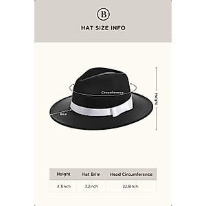 BABEYOND Fedora Hat for Men, 1920s Gatsby Panama Style, Black (Unisex-Adults)