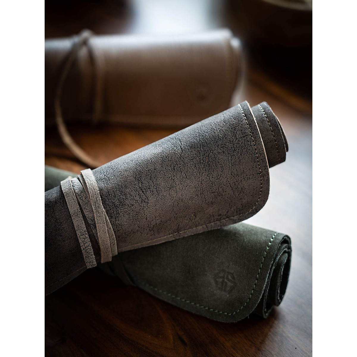 Angus Stoke Knife Roll Bag Genuine Leather – Chef`s knife bag 7 slots/for up to 11" knives – Leather Knife Case Steve (brown)