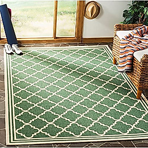 SAFAVIEH Linden Collection 8' x 10' Red/Cream LND121Q Trellis Indoor/ Outdoor Non-Shedding Easy-Cleaning Patio Backyard Porch Deck Mudroom Area Rug