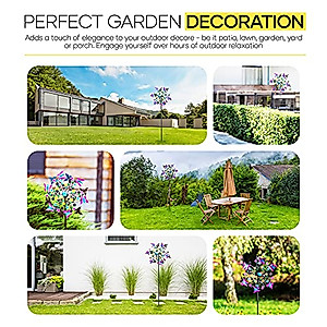 Ironic Wind Spinners with Willow Butterfly Including Colorful Metal Petals-Enhance Decoration of Yard and Gardens- Dual-Direction 60 Inches Height Spinner - Decor with Statues and Sculptures