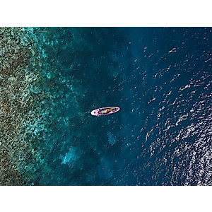 Inflatable Paddle Board SUP by Crew & Axel - 10FT 33" Wide (6.2” Thick) Stand up Paddleboard Set W/Backpack, 3 Fins, Floating Paddle, Light Weight (17lb), Drybag, Camera Mount, Rings Seat Blue