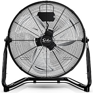 Simple Deluxe 20 Inch 3-Speed High Velocity Heavy Duty Metal Industrial Floor Fans , Black, 20"