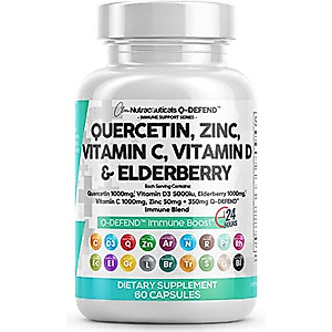 Quercetin 1000mg Zinc 50mg Vitamin C 1000mg Vitamin D 5000 IU Bromelain Elderberry - Lung Immune Defense Support Supplement Adults with Artemisinin, Sea Moss, Echinacea, Garlic Immunity Allergy Relief