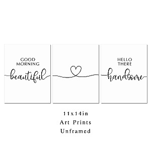 Good Morning Beautiful, Hello There Handsome Prints, Bedroom Prints, Couple Prints, Bedroom Decor, Bedroom Wall Art, Home Decor Art Prints, Bedroom Sign, Unframed (11x14 inch)