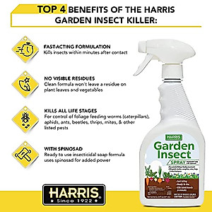 Harris Garden Insect Killer, 20oz Insecticidal Soap with Spinosad Kills Aphids, Beetles, Caterpillars, Thrips and More