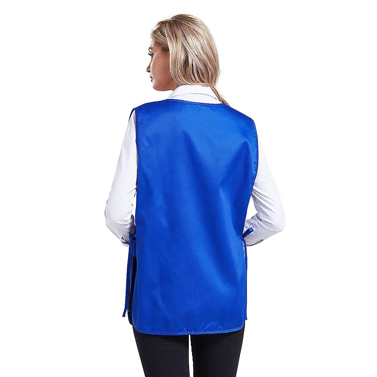 Nanxson Unisex Cobbler Apron with 2 Deep Pockets, 2 Pack Smock with Side Ties for work kitchen CF3137 (blue, One Size)