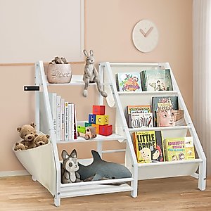 LAKEEN 3 Tier Kids Bookshelf and Toy Storage,Baby Toddler Bookshelf, Kids Bookcase, Toy Storage Organizer with Bookshelf,Montessori Bookshelf for Kids Rooms, Playroom, Nursery, Bedroom(White)