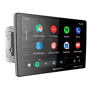 SOUNDSTREAM Double Din Car Stereo | Touchscreen 10 .6 Inch Car Radio Multimedia Player w/Apple CarPlay Android Auto Bluetooth Mirror Link | Touch 10” Car Audio Receivers Supports USB SD AUX Camera