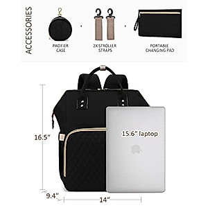 Baby Diaper Bag Backpack with Changing Pad, Pacifier Case - Black Diaper Bags for Girl Boy Newborn Unisex Infant Toddler - Baby Travel Bag for Mom Dad - Registry Baby Shower Gifts, 30L Large Capacity