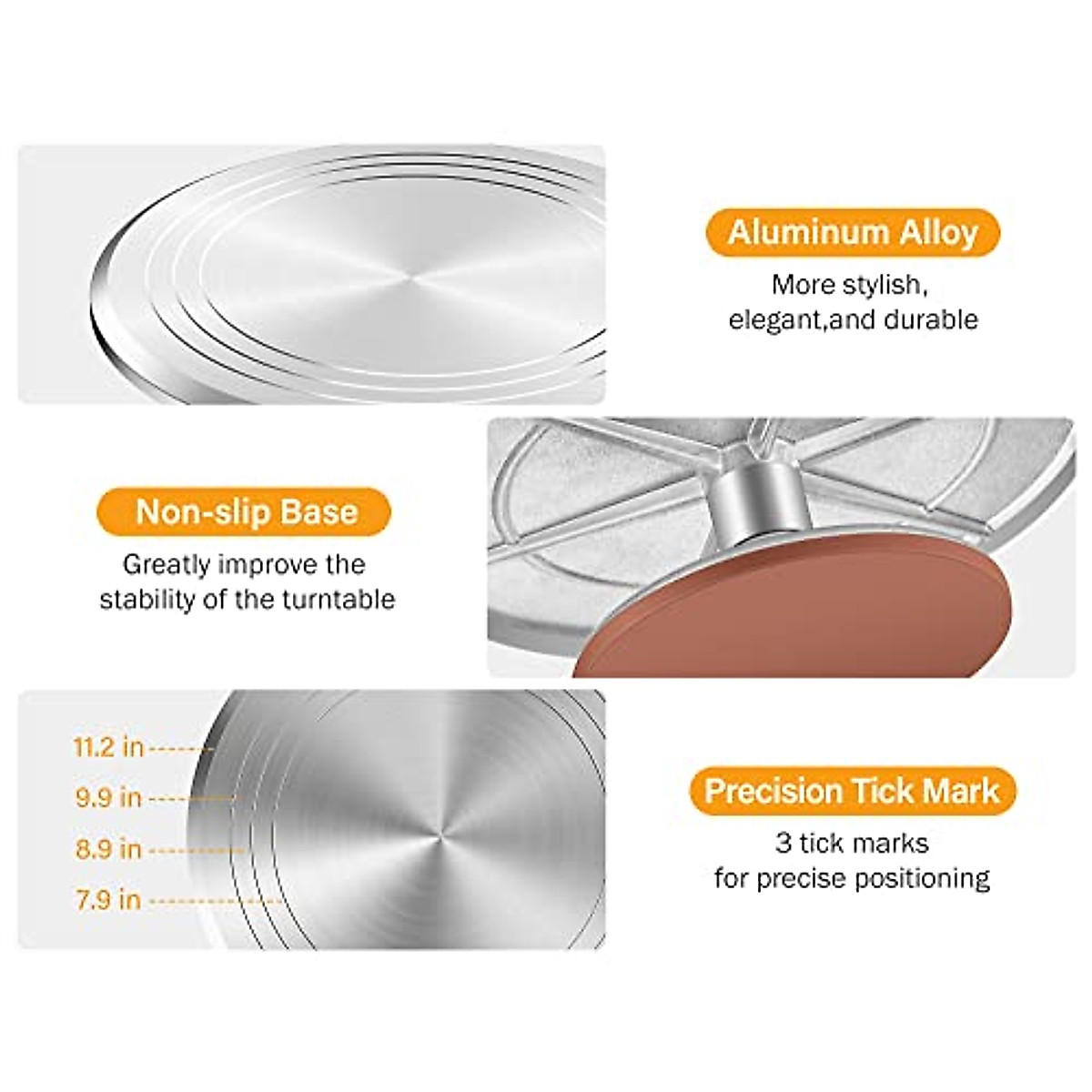 Kootek Aluminium Cake Decorating Turntable, 12 Inch Rotating Cake Stand, 22pcs Baking Supplies Tools with Icing Spatula, Cake Leveler, 3 Icing Smoother, 12 Icing Piping Tips, 2 Pastry Bag