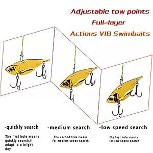 5 Pack Metal Blade Baits for Bass Fishing Lures Hard Metal VIB Fishing Spoons Crankbaits Swimbaits for Trout Walleye Crappie Saltwater Blade Bait Fishing (Gold Blade Baits_5pcs/Box)