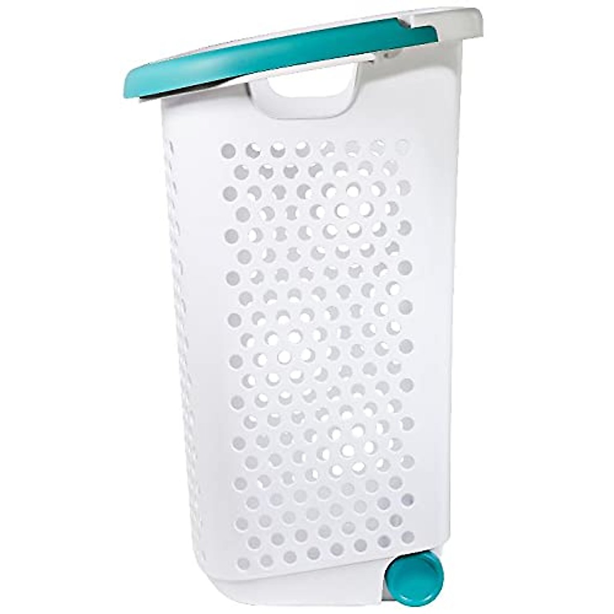 CR-FUSE Bushel Home Logic Rolling Hamper with Pop-Up Handle, White