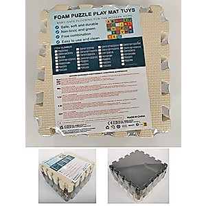 MQIAOHAM® 18 Pieces Puzzle Play Mats, Soft Baby Play Mat, Kids Interlocking Foam Floor Tiles, Toddlers Carpet Playmats G301018-102106110