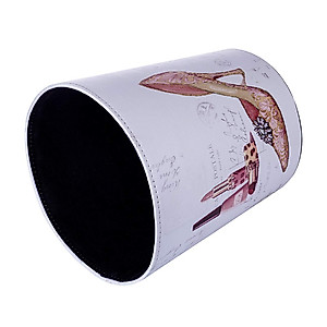 Lingxuinfo Scakbyer European Style Retro Leather Trash Can Trash Bin Waste Paper Basket Wastebasket Garbage Can Without Lid (Lipstick High Heels)