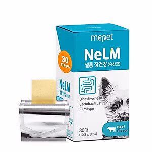 Mepet Gut Support for Dogs - Mouth Dissolving Strips, Gut and Digestive Health with nF1 Lactobacillus, Probiotic - Anti Diarrhea, Boost Immune System - Allergens and Additives Free - Beef, 30 Strips