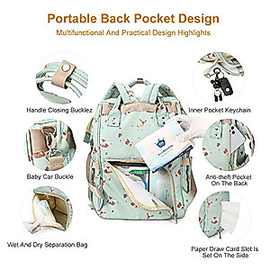 CAMILLEMMA Diaper Backpack for Mom Dad Baby Care, Maternity Nappy Baby Bags for Boys Girls Large Green