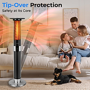 SereneLife Infrared Patio Heater, Electric Patio Heater for Indoor/Outdoor Use, Portable Tower Heater with Remote Control, 1500 W, for Restaurant, Patio, Backyard, Garage, Decks (Black)