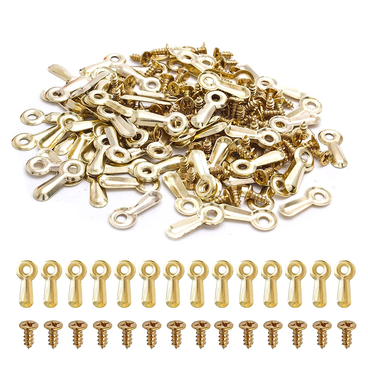 100 Pieces Picture Frame Turn Button Fasteners Set with 100 Pieces Screws, Picture Frame Backing Clips Hardware for Hanging Pictures, Craft, Photos (Gold)