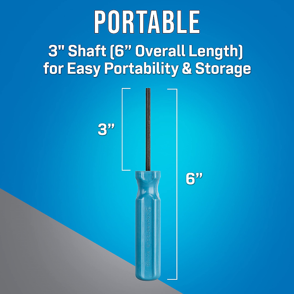 Jonard BW-532-3 Hex Booth Wrench Tamperproof Screwdriver, 5/32" Head, 6" Length