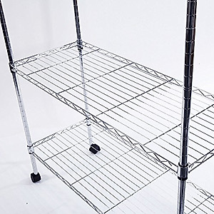 Baisha 5 Tier Rolling Storage Shelves Metal Wire Shelving Unit, Heavy Duty Commercial Grade Shelf, Height Adjustable Organizer Rack for Garage Kitchen Office, 36 L x 14 W 65 inch H (Chrome) (XM-206)