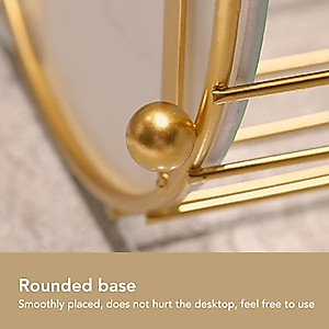 Dpofirs Bathroom Organizer Countertop, 2 Tier Iron Cosmetic Display Case for Bathroom Vanity Countertop, Vanity Tray Gold Birdcage Makup Organizer, Makeup Tray Cosmetic Rack Jewelry