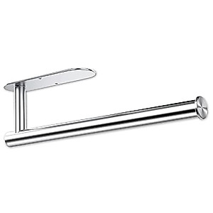 Paper Towel Holders, Paper Towel Holder Under Cabinet, Stainless Steel Paper Towel Holder Wall Mount for Kitchen, Bathroom, Paper Towel Rack with Self Adhesive and Screws, Both Available
