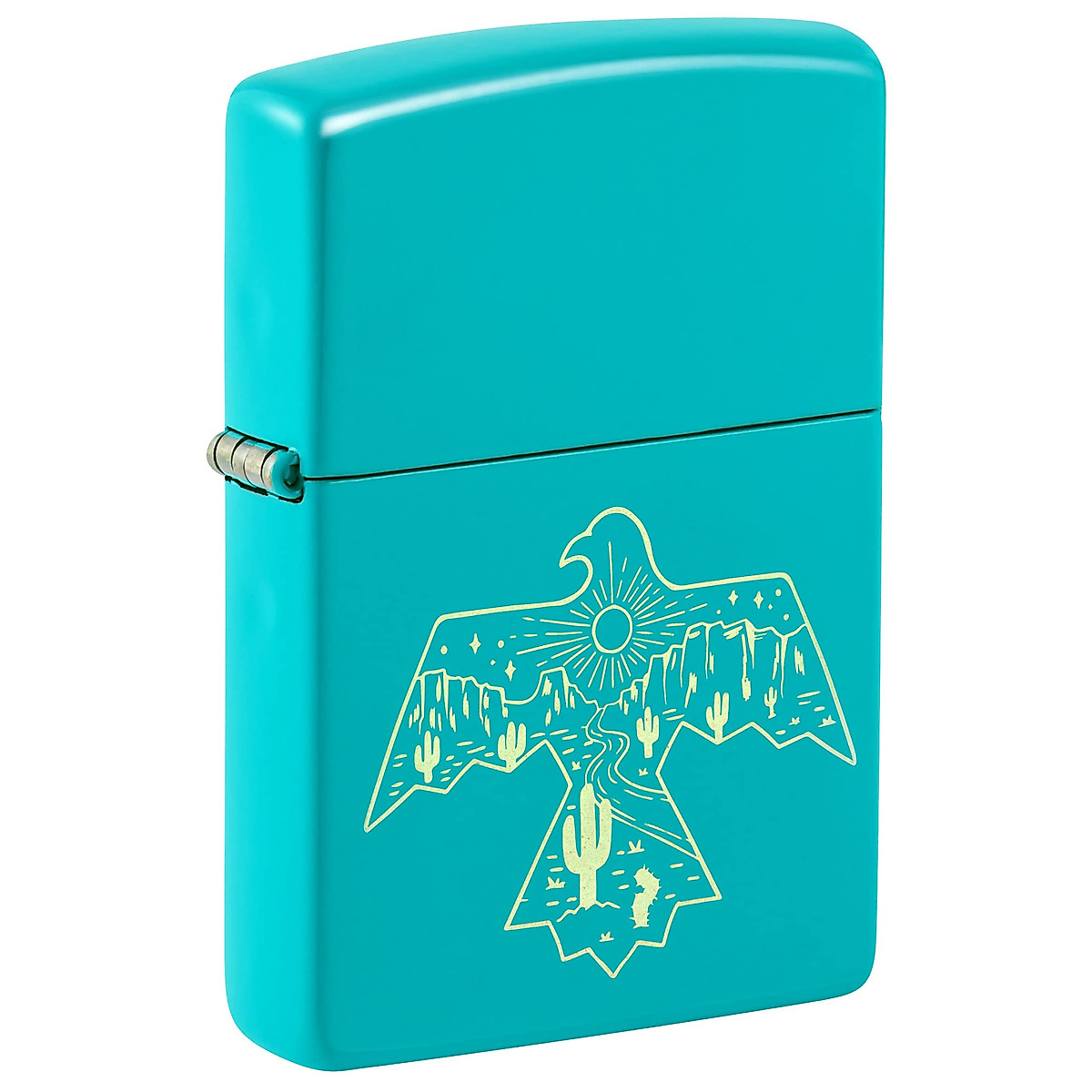 Zippo Thunderbird Western Design Flat Turquoise Pocket Lighter