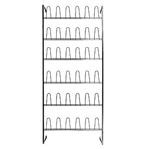 MyGift Black Metal Wall Mounted Boots and Shoe Rack, 18 Pair Entryway Shoe Storage Organizer Stand & Wall Mounted Black Metal 36 Hook Shoe Rack / 18 Pair Entryway Shoe Storage Organizer Stand