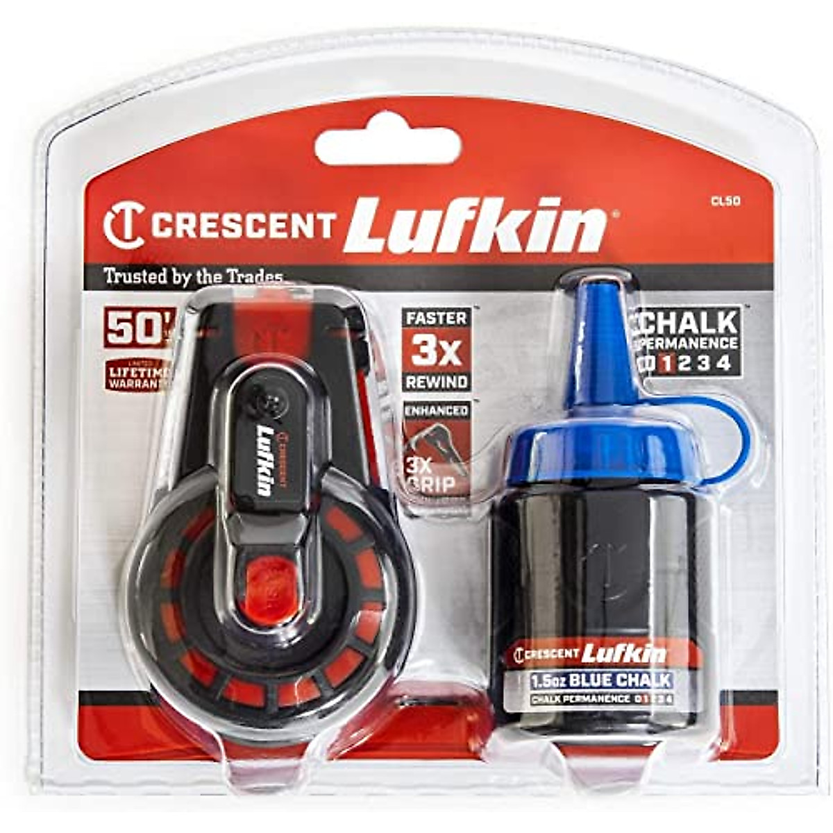 Crescent Lufkin 50' Compact Chalk Reel with Blue Chalk, CL50