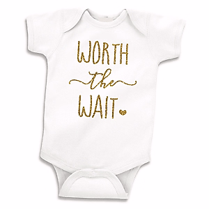 Bump and Beyond Designs Baby-Girls Outfit Newborn Girl Leotard Worth the Wait White, 0-3 Months