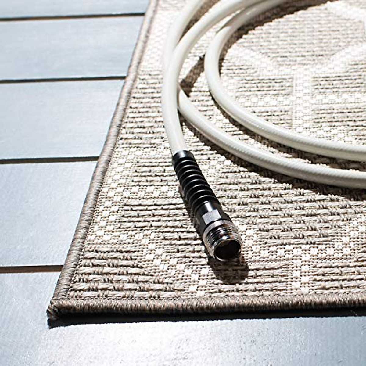 SAFAVIEH Lakeside Collection 5'3' x 7'7' Beige/Taupe LAK247B Indoor/ Outdoor Non-Shedding Easy scrubbing Patio Backyard Porch Deck Mudroom Area-Rug