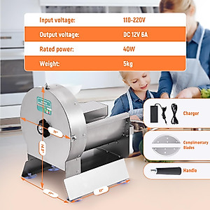 Newhai Electric Vegetable Slicer, Commercial Fruit Slicer 0-0.5'' Thickness Adjustable, Stainless Steel with Maual Mode & Complimentary Blades, for Potato Onion Tomato Lemon (110V)