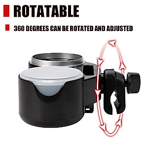 Funbliss Baby Stroller Parent Cup Holders - 4 in 1 Multifunctional Stroller Snack Tray with Phone Holder & Bonus Hooks - Removable Stroller Tray & Drink Holder,