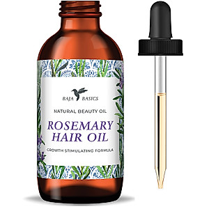 Baja Basics Organic Rosemary Oil: Hair Growth, Moisturizing for Split Ends & Dry Scalp, Hair Strengthening, All Hair Types, 2 oz