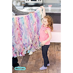 Tutu Table Skirt - Tulle Table Skirt Decoration - Mesh Fluffy Tulle Tablecloth for Birthday Party, Baby Shower, Gender Reveal, Wedding Shower, Valentine’s Day, Prom (Rainbow, 6ft)