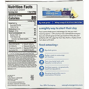 PLUM ORGANICS Organic Blueberry Lmn Toddler Snack Bars, 0.67 Ounce (Pack of 5)