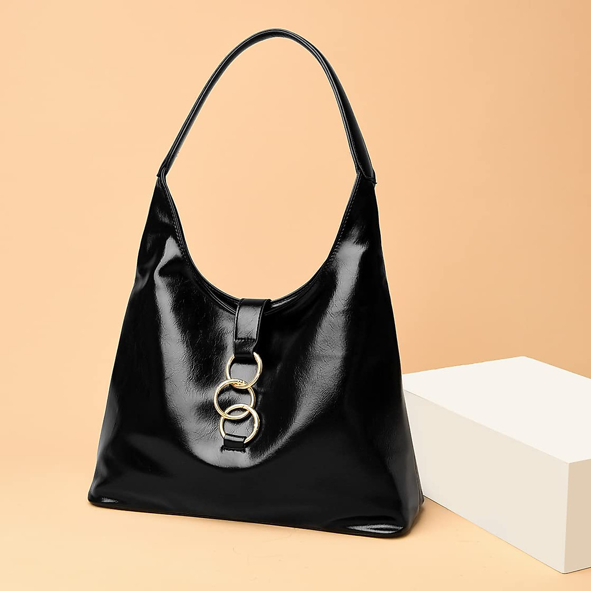 DOREAMALOE Women's Retro Vegan PU Leather Shoulder Bag Hobo Handbag Casual Tote Shoulder Purse