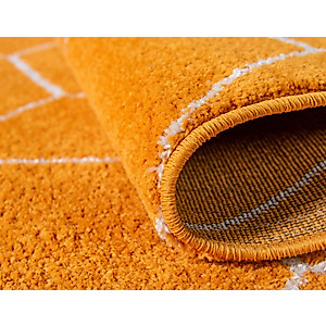 Unique Loom Trellis Frieze Collection Area Rug - Geometric (2' x 6' 1" Runner, Orange/ Ivory)