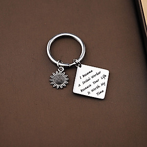 Social Worker Gift I Became A Social Worker Because Your Life is Worth My Time Keychain Thank You Gift,MSW Graduation Gift (Social Worker)
