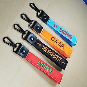 Uayma Keychain Wristlet Lanyard embroidery, personalized lanyard keychain for women and men travel, Nylon belt lanyard for car keys (Dog Buckle)