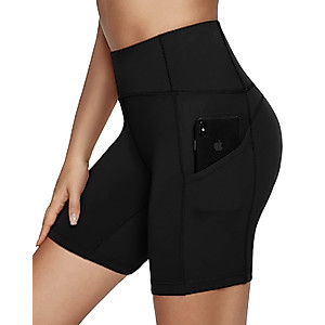 QUEENIEKE Sports Shorts 6" Inseam High Waist 3-Pocket Running Shorts for Women XS Color Midnight Black
