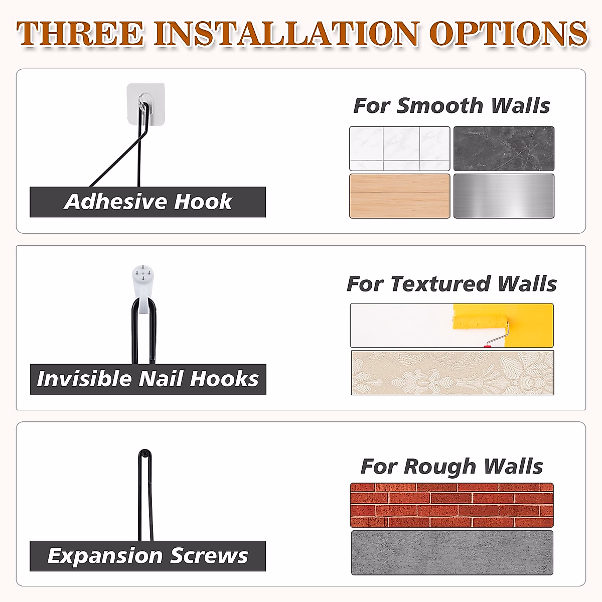 CONDRA FIELD No Drill Shelf,3 Pack Upgrade Floating Shelves with 3 Installation Options,Students and Renter Friendly Wall Hanging Shelves,Perfect for Dorm,Bathroom,Kitchen,Living Room.