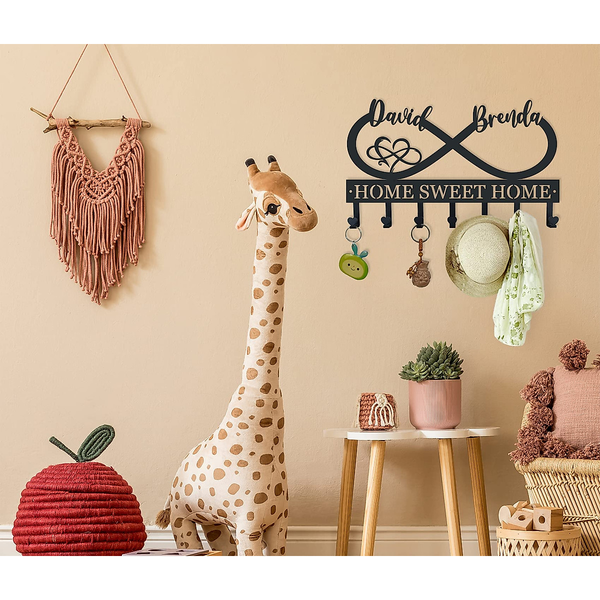 Personalized Key Holder for Wall | Personalized Key Hanger with Family Name | Metal Key Hook | Key Rack| Hooks Rack Kitchen | Custom Key Hanger for Front Door | Kitchen and Home |