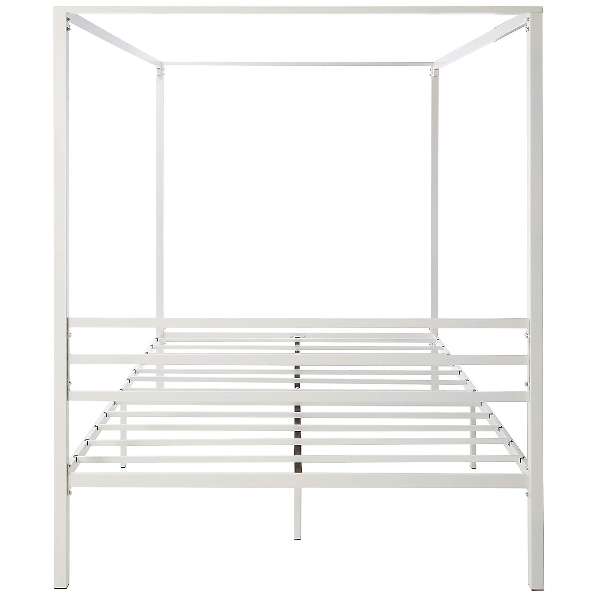 ZINUS Patricia White Metal Canopy Platform Bed Frame, Mattress Foundation with Steel Slat Support, No Box Spring Needed, Easy Assembly, Queen