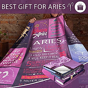 Shanfeirui Aries Gifts for Women, Zodiac Gifts for Women, Astrology Gifts for Women, Zodiac Blanket, Aries Blanket, April Birthday Gifts for Women Blankets 50" X 60"